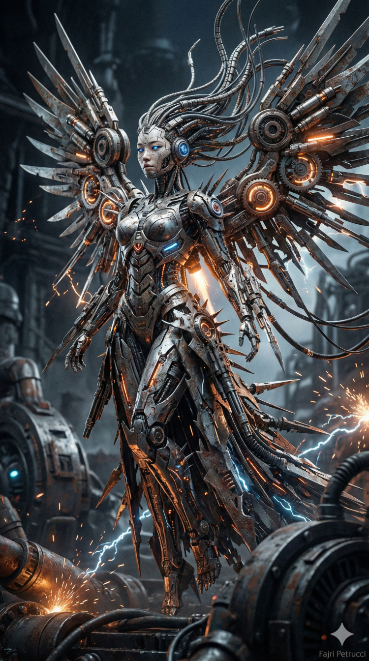Synthetic Ascension: Angels of Steel & Code (Biomechanical Cyberpunk ...